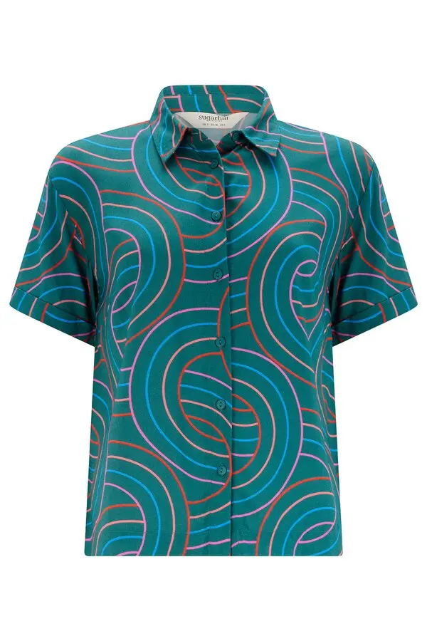 SUGARHILL BRIGHTON Andromeda Shirt Concentric Circles - Green