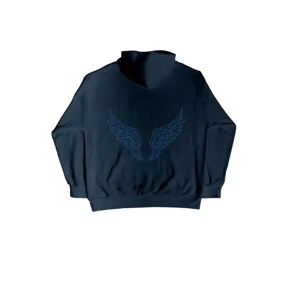 AURA & CO Angel Rhinestone Hoodie Navy - Blue