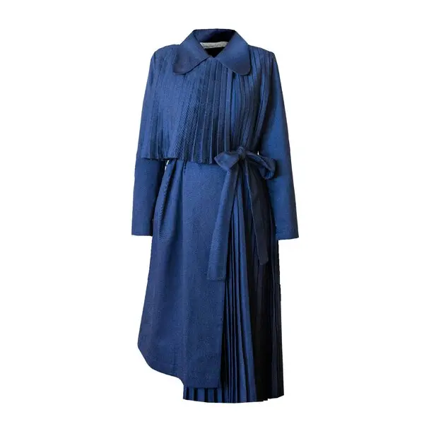 ABSURDE Navy Pleated Trench Matisse - Blue