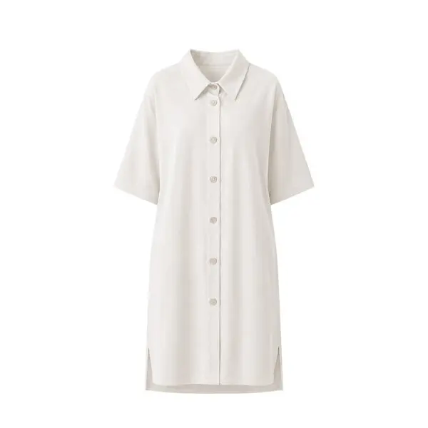 OH!ZUZA NIGHT&DAY Neutrals / Meryl Linen Viscose Shirt Nightdress Ivory - White