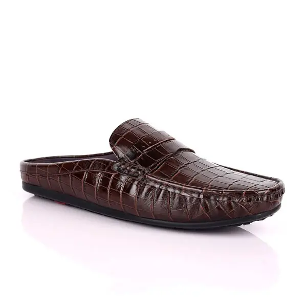 DAVID WEJ Alfred Croc Half Slippers - Brown