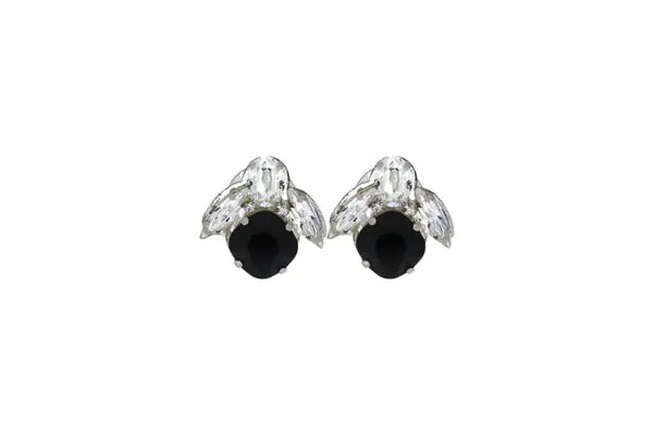 VICKISARGE The Baby Bee Earrings In Platinum Pierced - Black