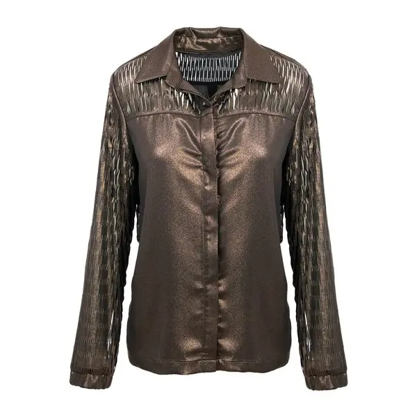 SILVIA SERBAN Neutrals ”jackpot” Lasercut Copper Shirt - Brown