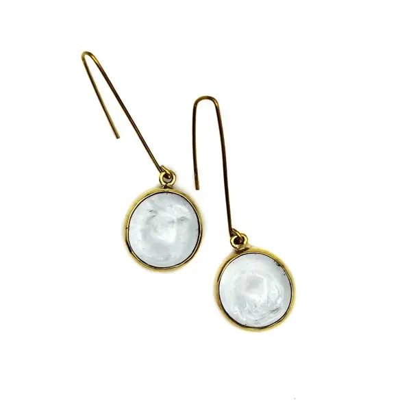 LALA SALAMA Glass Droplet Earrings Clear - Gold