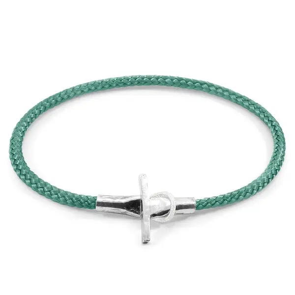 ANCHOR & CREW Mint Cambridge Silver & Rope Bracelet - Green
