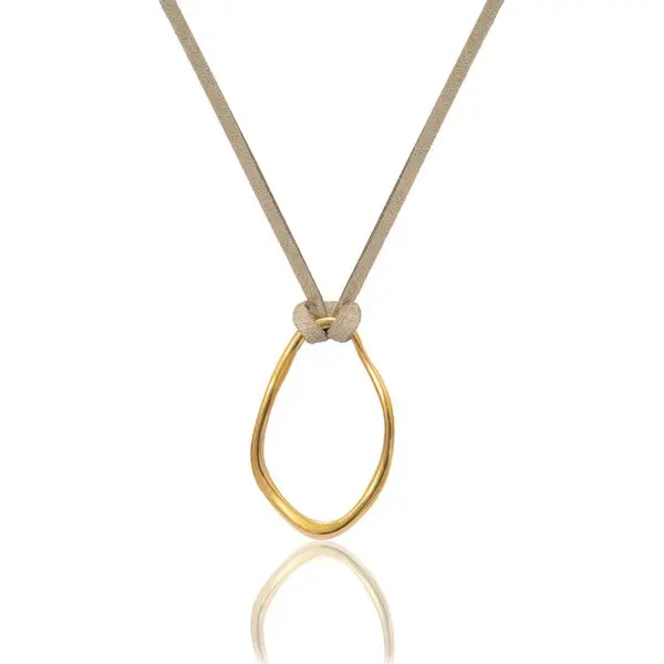 A WEATHERED PENNY Neutrals / Orb Necklace Beige Cord - Gold