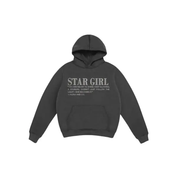 AURA & CO Grey / Silver Stargirl Rhinestone Gray Hoodie - Grey/silver