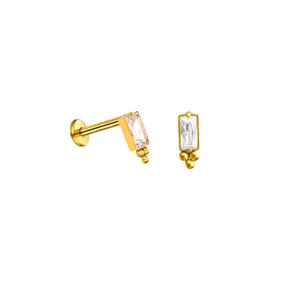 MICKEY'S GIRL Baguette Flat Back Earrings - Gold