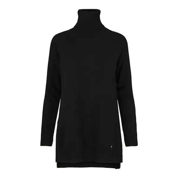 TIRILLM Abby A Line Long Turtle Neck Pullover - Black