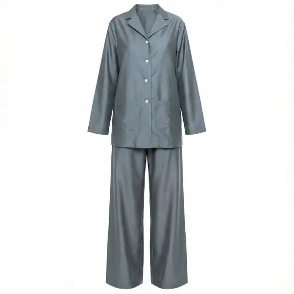 DECOFLUX HOME Long Pyjamas Set Stripe In Line - Grey