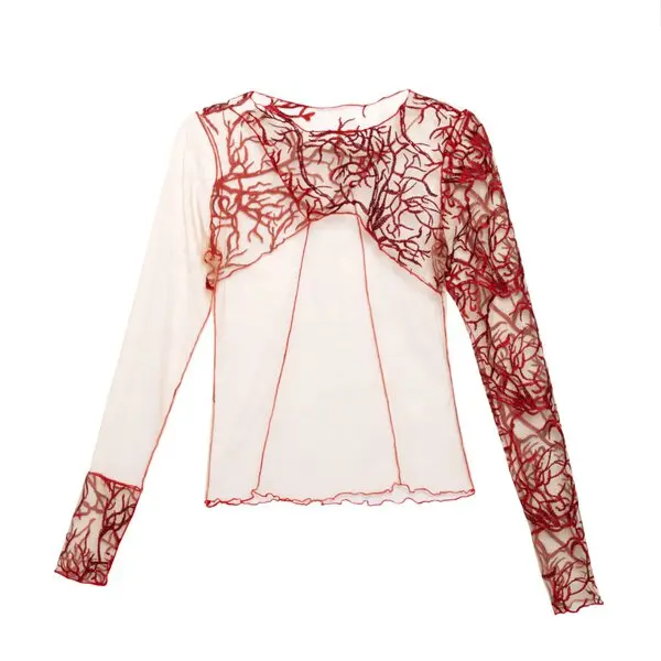 PALOMA LIRA Neutrals Veins Top - Brown/red