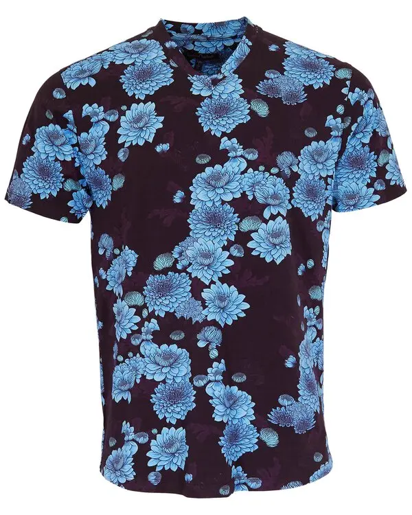 LORDS OF HARLECH Maze Serious Floral V-neck Tee Plum - Purple