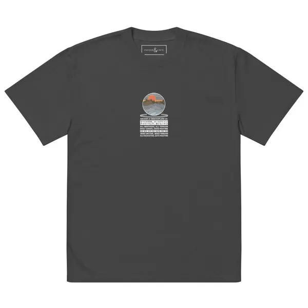 ANCHOR & CREW Faded Panoramic Peaks Explore Co. Oversized Cotton T-shirt - Black