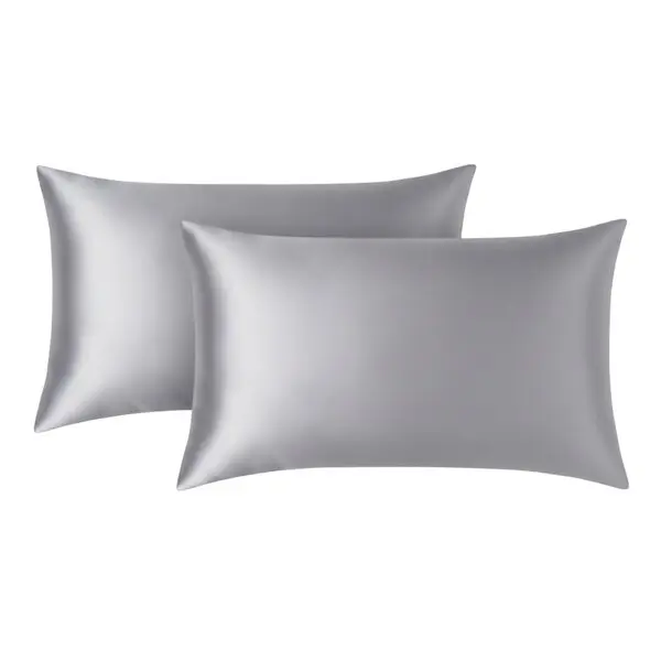 SILK AND BEARS Grey Set Of Two Mulberry Silk Pillowcases – Pure Silk, Envelope Style - Silver
