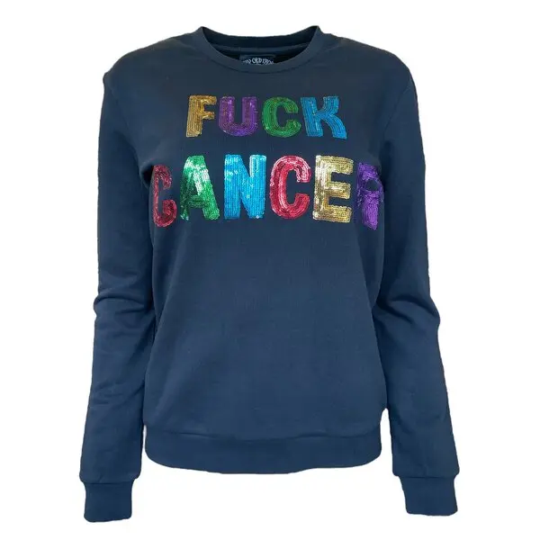 ANY OLD IRON Rainbow Fuck Cancer Sequin Sweatshirt - Black