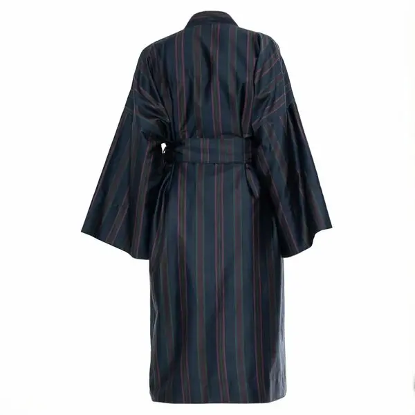 DECOFLUX HOME Cotton Sateen Kimono Robe Etno Baltic - Blue