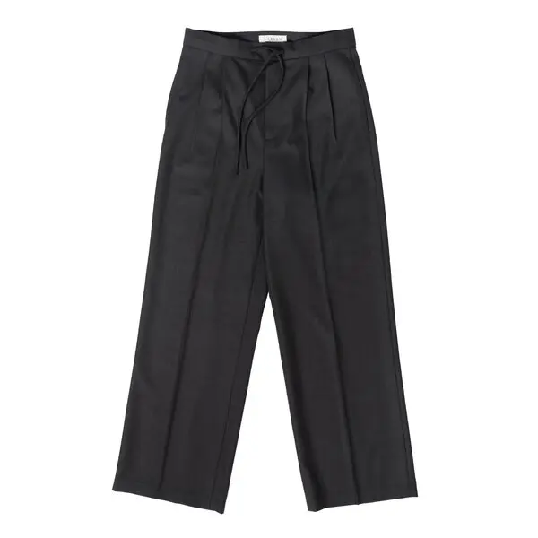 LAELEN Drawstring Wool Tailored Trouser In Dark