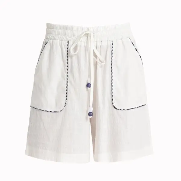 LALIPOP DESIGN Relaxed Cotton Drawstring Shorts - White