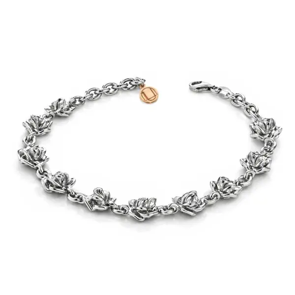 UNALOE Sterling Rose Chain Bracelet Cariba – Handmade Italian Charm Jewelry - Silver