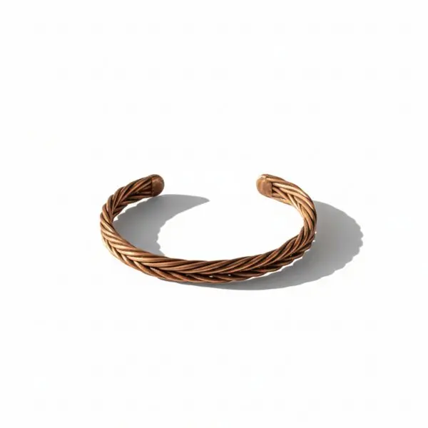 ANATOLIACRAFT Braided Copper Rope Open Cuff Bracelet - Brown