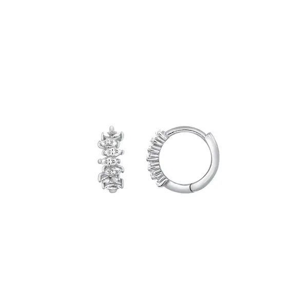 DIAMONBLISS Marilyn Monroe Wavy Marquise Hoop Earrings - White