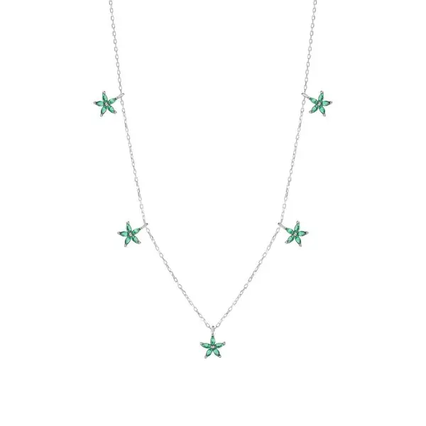 SPERO LONDON Green Star Sterling Charm Necklace - Silver