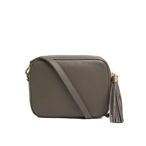BETSY & FLOSS Verona Crossbody Tassel Bag In Cinder With Green Stripe Strap - Brown
