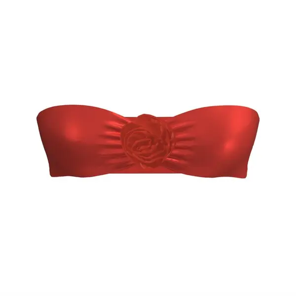 BLACKBOUGH SWIM Nadia Scrunched Bandeau Top / Hot Gloss - Red