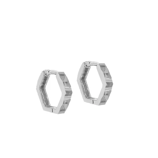 POSH TOTTY DESIGNS Sterling Faceted Hexagon Huggie Earrings - Silver