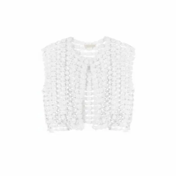 Saachi Floral Shell Pearl Capelet - White