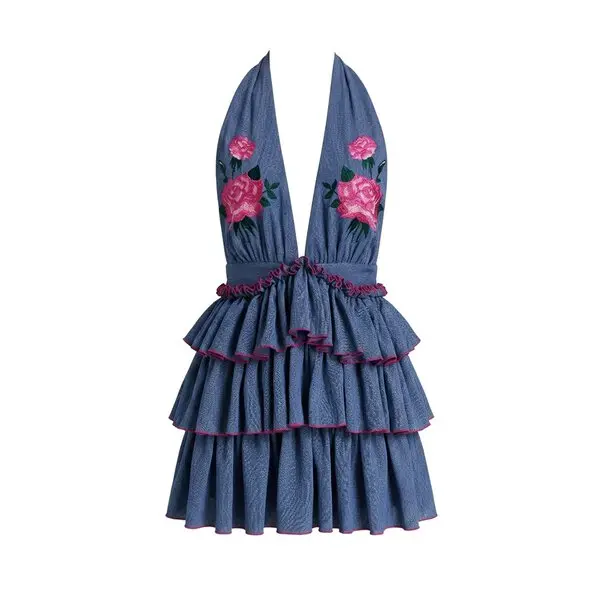 NUR KARAATA Camellia Coast Dress - Blue