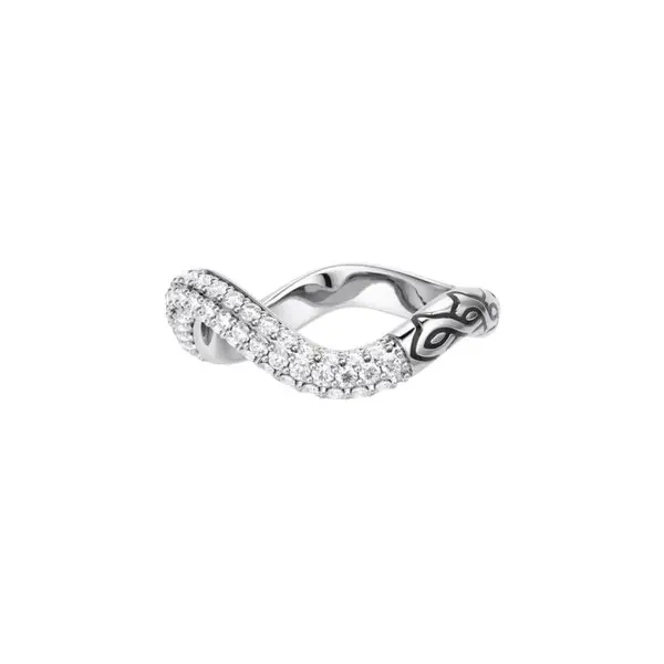 VANIMY Pavé Wavy Enamel Statet Stacking Ring - Silver