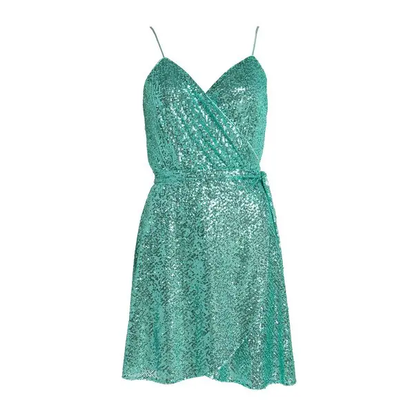 ROSES ARE RED Eloise Sequin Wrapdress In Aqua - Blue