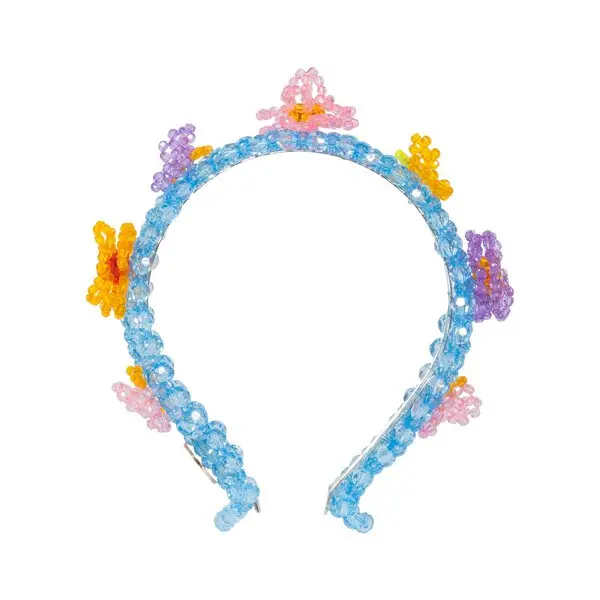 TILLIE BEADS Dreamy Colorful Floral Beaded Headband - Blue