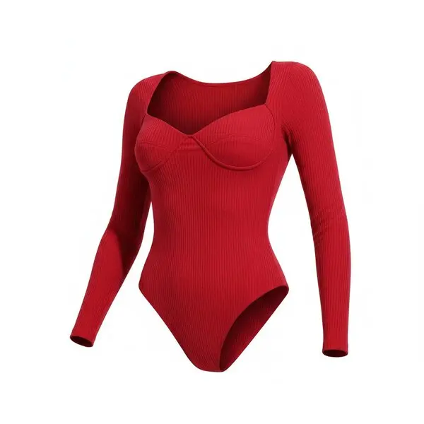 CHUKS COLLINS Burgundy Lady Liberty Long Sleeve Leotard Diffusion Collection Tasou The Athletic Side Of Us - Red