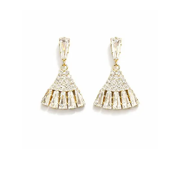 MAISON DE GALA Radiant Fan Crystal Drop Earrings - Gold
