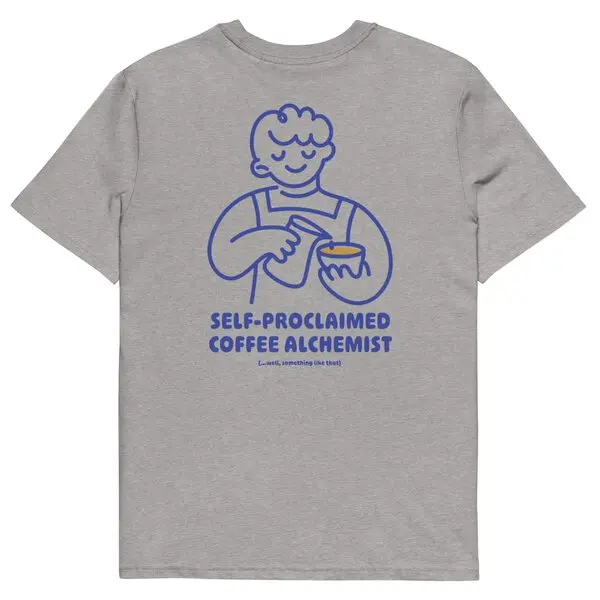 ANCHOR & CREW Heather Gustatory Coffee Alchemist Organic Cotton Embroidered T-shirt - Grey
