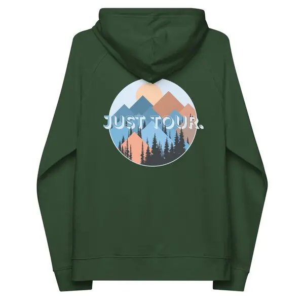 ANCHOR & CREW Bottle Just Tour. Seeker Organic Cotton Raglan Hoodie - Green