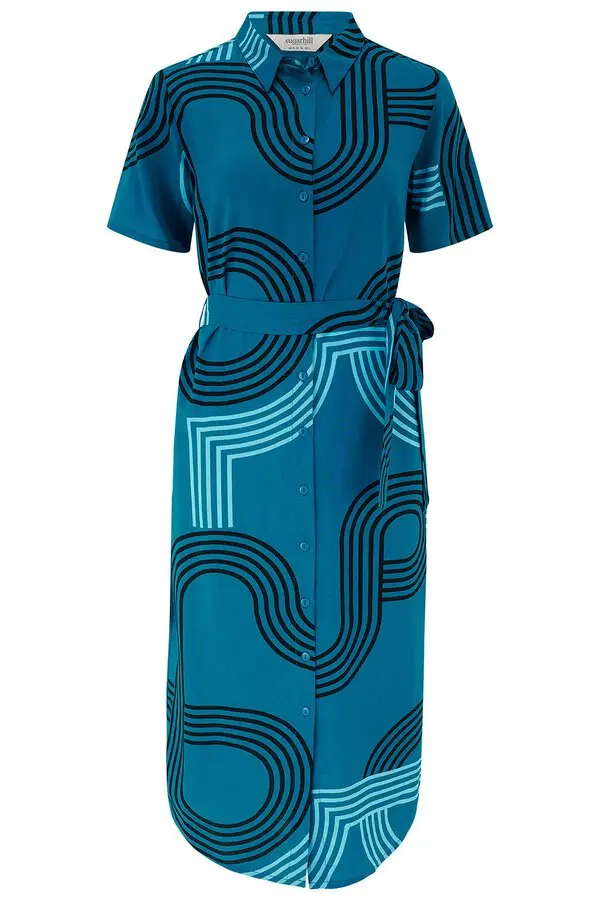 SUGARHILL BRIGHTON Dorothy Midi Shirt Dress Teal, Ocean Racer - Blue