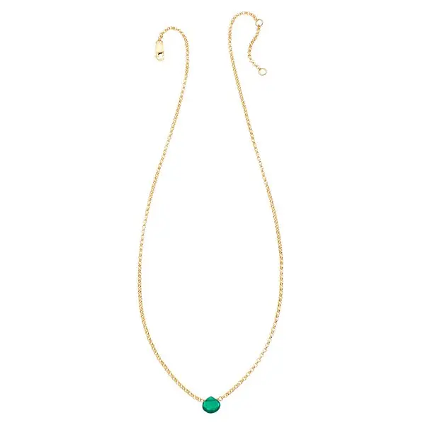 HEATHER HAWKINS Tiny Gemstone Necklace Fourteen Karat Gold-filled Onyx - Green