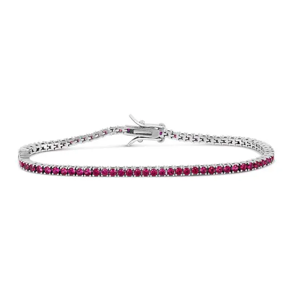 SHYMI Classic Two Mm Ruby Tennis Bracelet - Silver