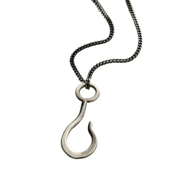 POSH TOTTY DESIGNS Oxidised Sterling Hook Necklace - Silver