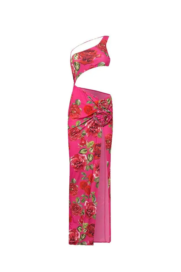 LUNA B Flame Dress Printed Fuchsia - Pink