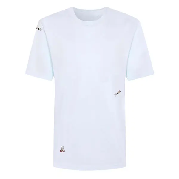 INGMARSON Swimmers Embroidered Organic Cotton T-shirt Sky - Blue