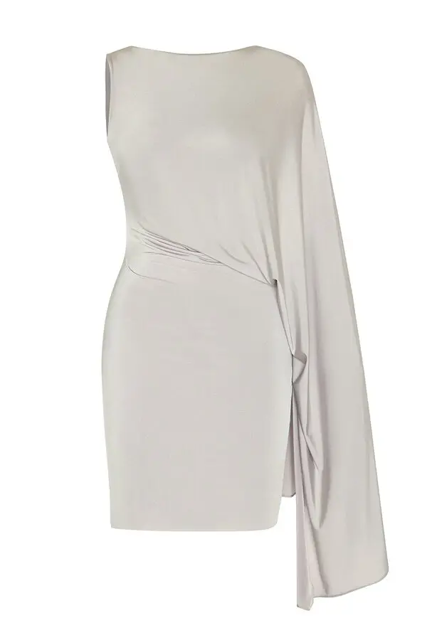 KHELA THE LABEL Walk Away Cape Sleeve Mini Dress - Grey