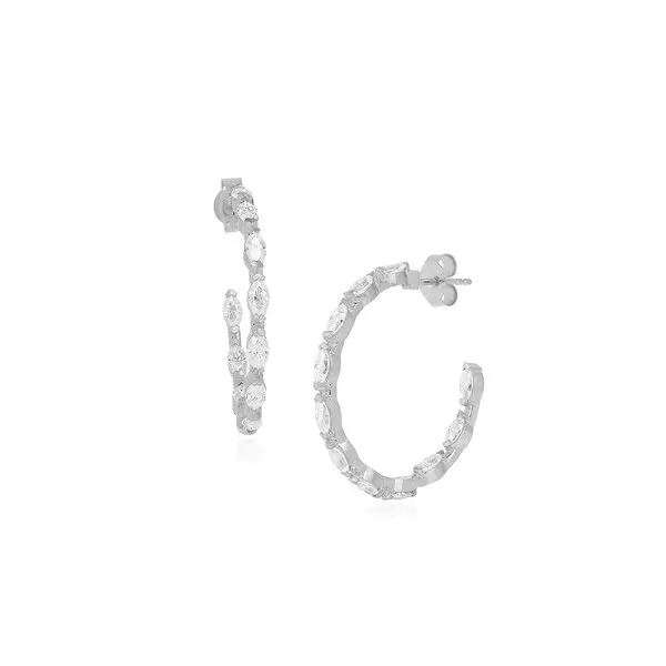 MOON LONDON Epic Sparkling Medium Sterling Hoops - Silver
