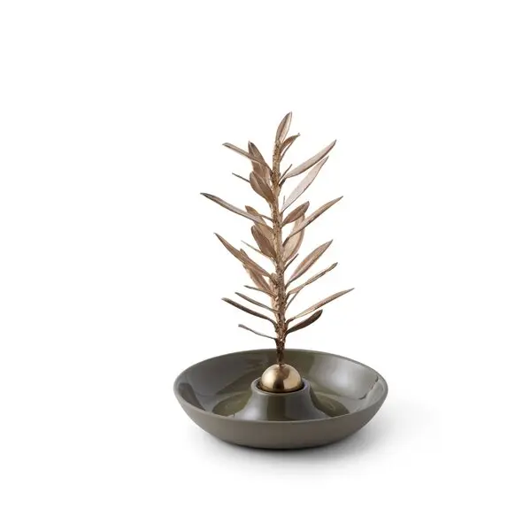 ATELIER TERRA MADRE Green / Gold Elais Olive And Olive Oil Serving Plate - Green/gold