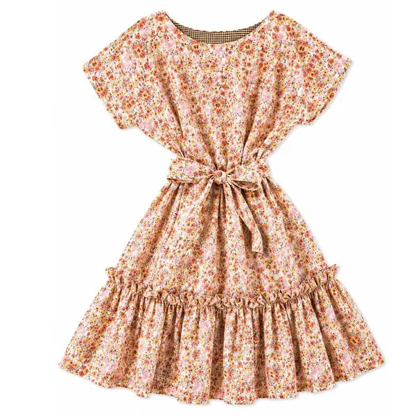 Miro Misljen Floral Belted Midi Dress - Pink