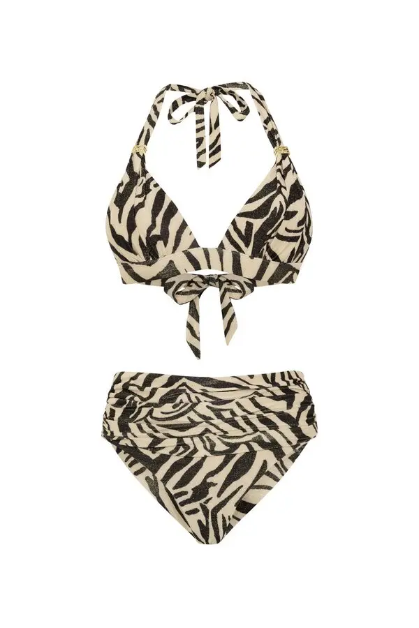 LEYLA MAYA Gold / Black / Neutrals Annie & Paloma Bikini Set Animal Print - Gold/black