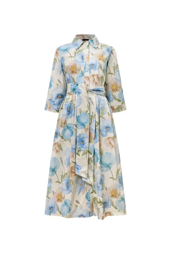 JAMES LAKELAND Bloom Cotton Midi Dress - Blue